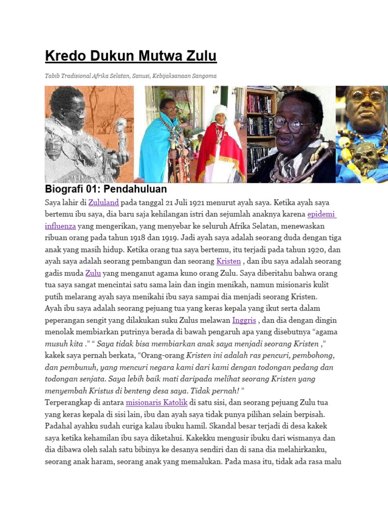 Kredo Dukun Mutwa Zulu | PDF | Ilmu Sosial