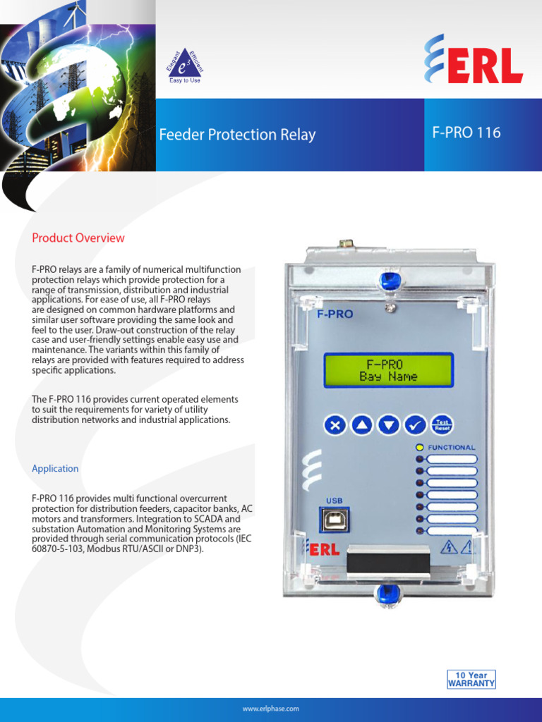 F PRO 116 Feeder Protection Relay Ds | PDF | Relay | Electrical Engineering