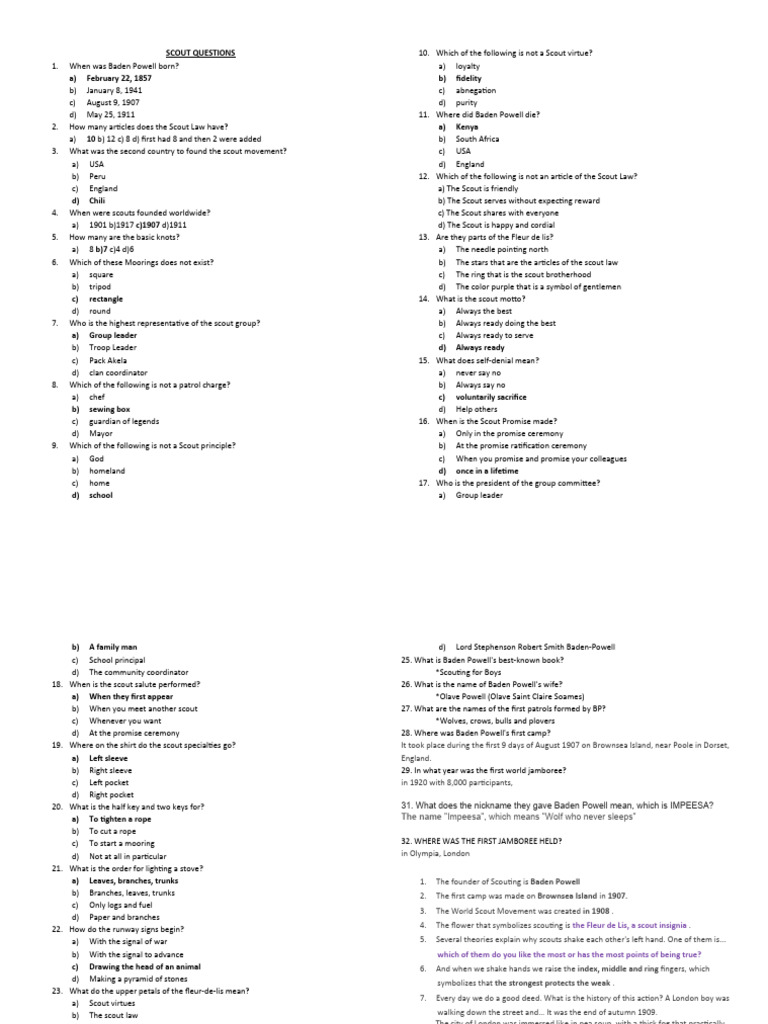 Scout Question Base | Download Free PDF | Knot | Scouting