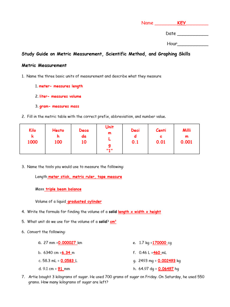 Metric-Scientific-Method-and-Graphing-study-guide-KEY 2 | PDF ...