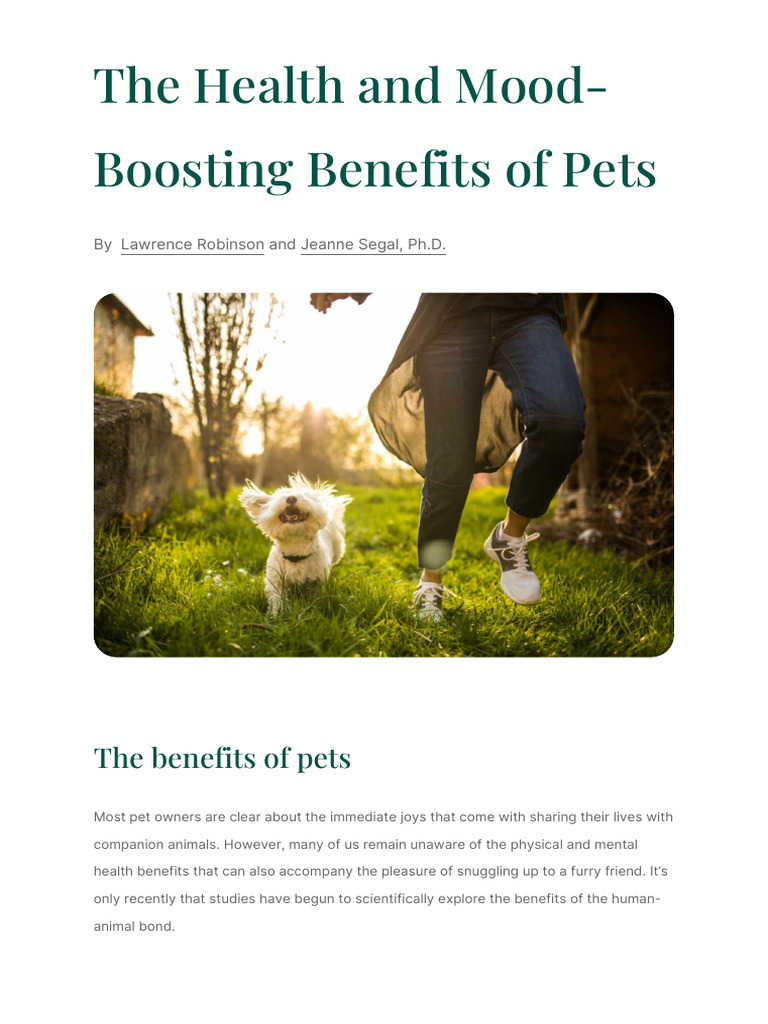 The Health and Mood-Boosting Benefits of Pets | PDF | Self-Improvement ...