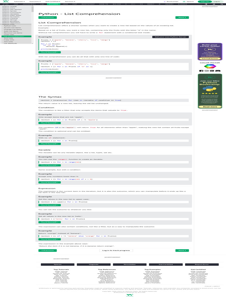 Python - List Comprehension | PDF | Python (Programming Language ...
