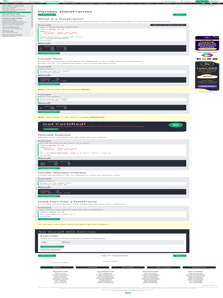 Pandas Dataframes Pdf Java Script Bootstrap Front End Framework