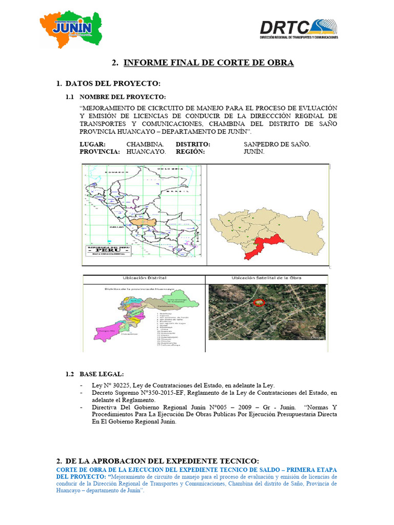 Informe Final de Corte de Obra | PDF