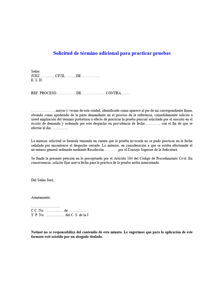 Solicitud de Término Adicional para Practicar Pruebas | PDF