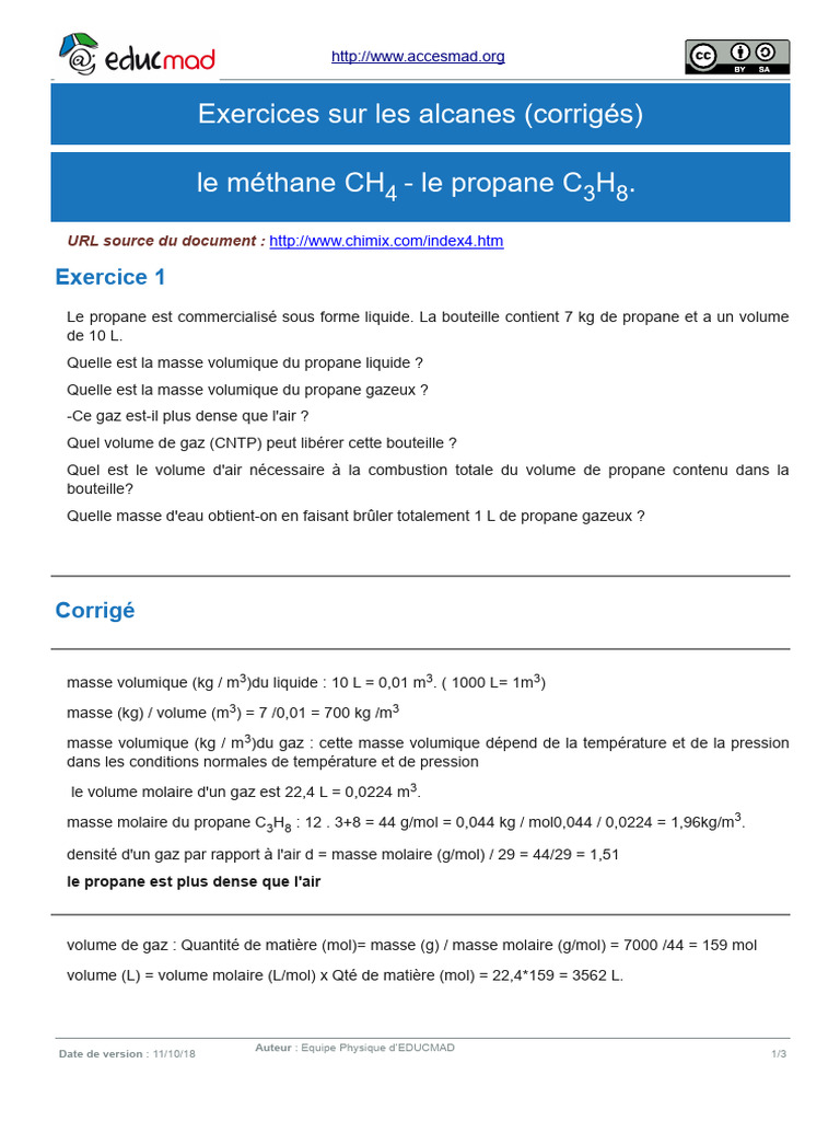 Exercices Sur Les Alcanes | PDF