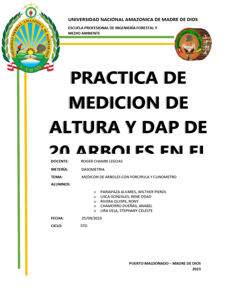 Dasometria Informe Grupal | PDF | Medición | Arboles