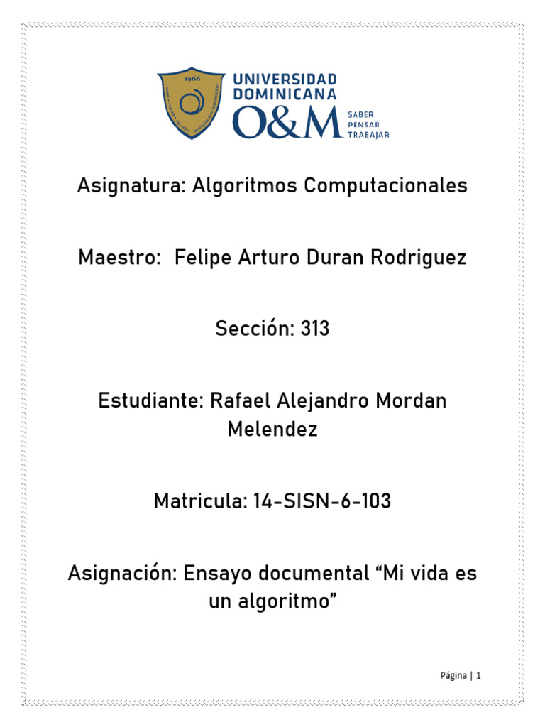 Algoritmos Computacionales (Ensayo) | PDF | Algoritmos | Informática