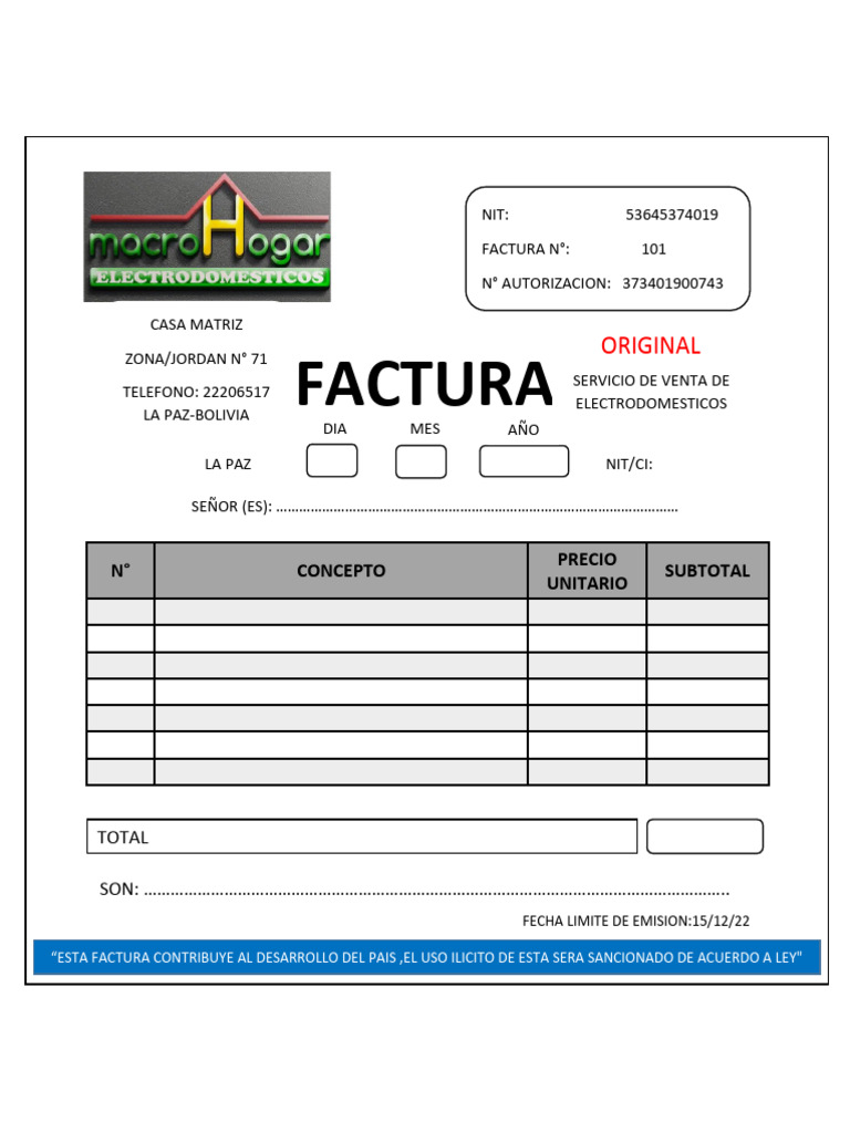 Factura en Blanco | PDF