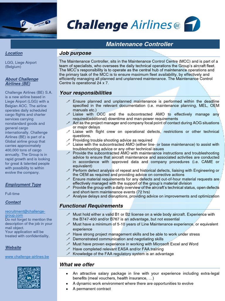 Maintenance Controller | PDF | Airlines | Business