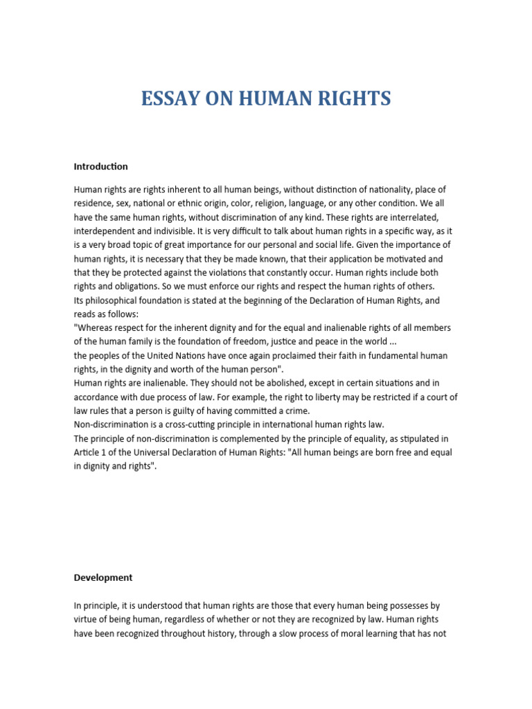 Essay On Human Rights | PDF