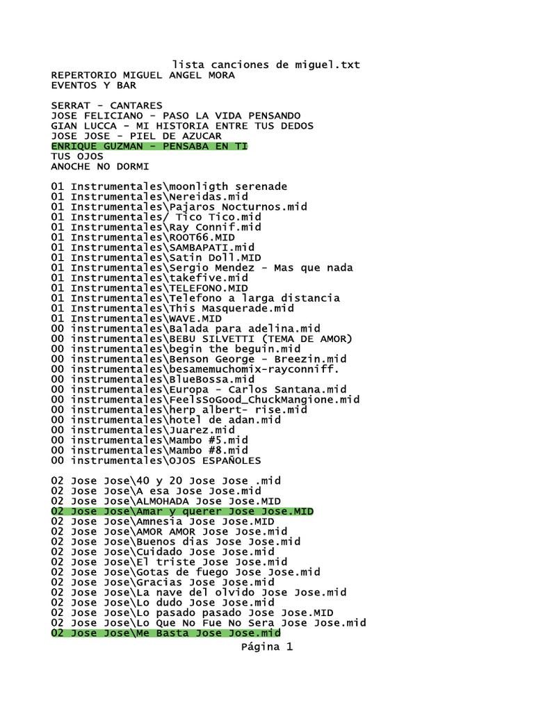 Lista Canciones de Miguel - TXT - Bloc de Notas | PDF | Los Beatles ...