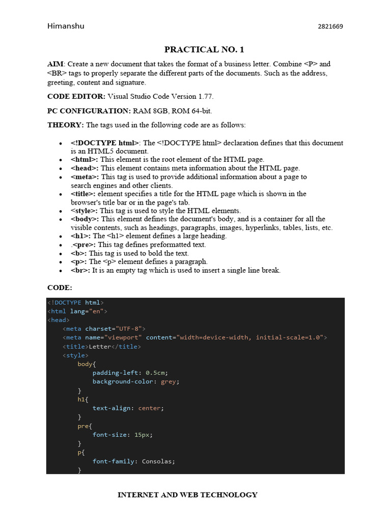 Practical No-3 | PDF | Html Element | Html