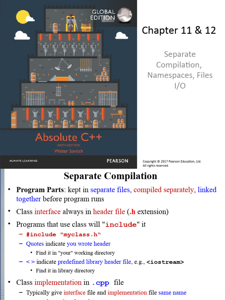 Lec9 Separate Compilation Namespaces Files Io Pdf