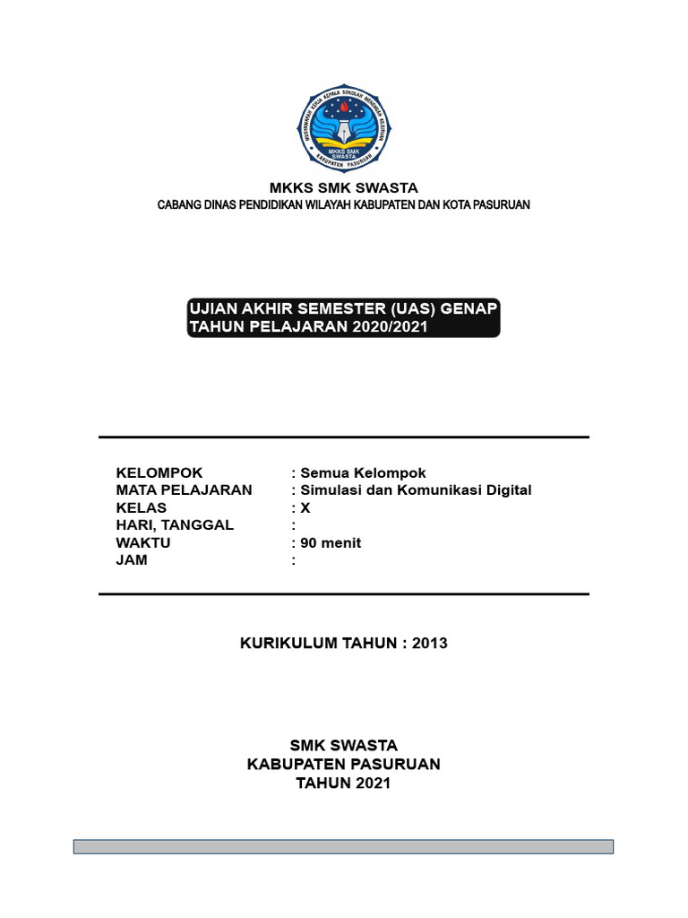 SOAL PAS Simdig Kelas X | PDF