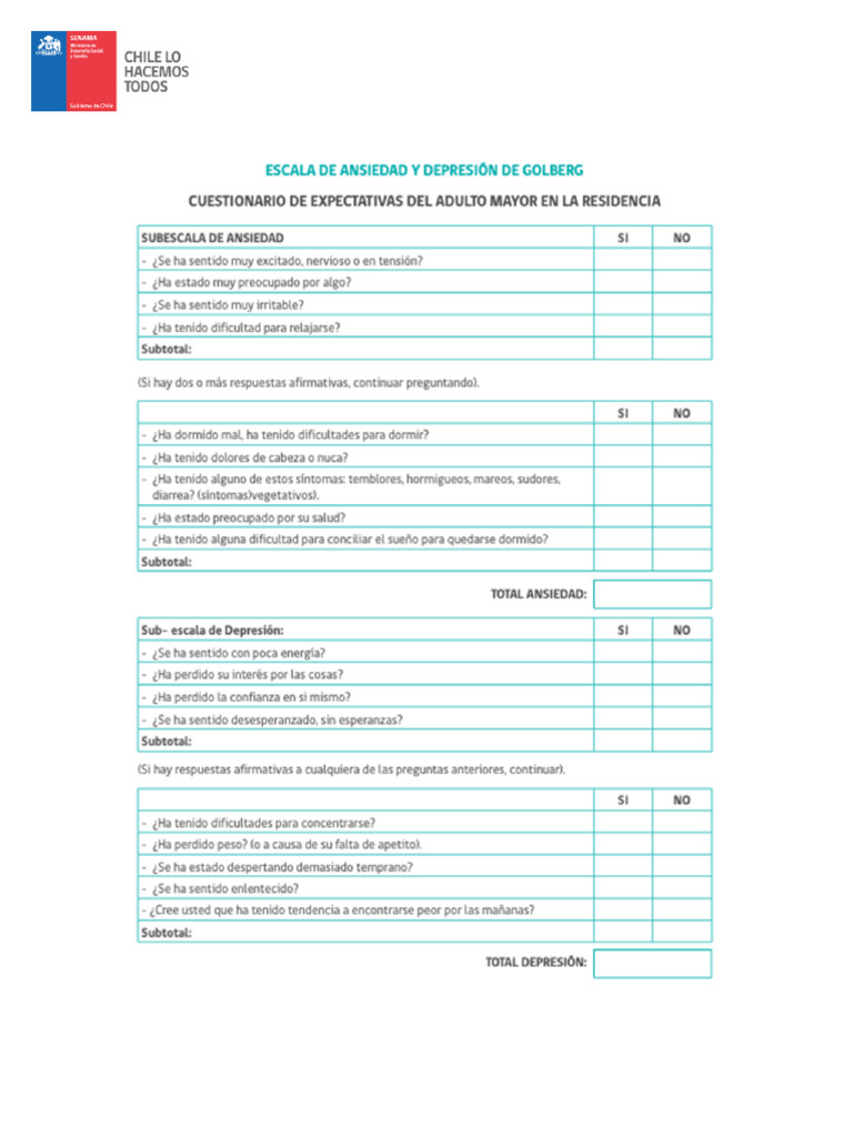 Escala Ansiedad Depresion Goldberg | PDF