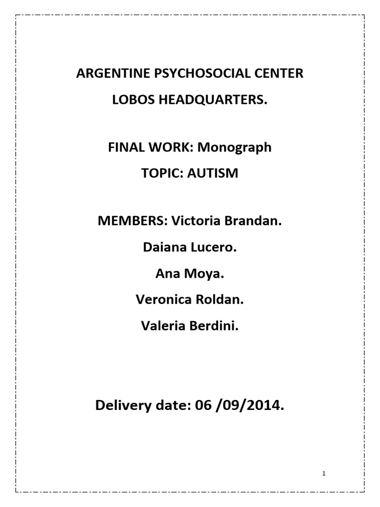 monograph | PDF | Autism Spectrum | Spectrum Disorder