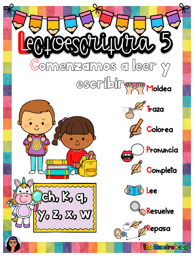 Cuaderno Lectoescritura Tomo 5 Sílabas CH, K, Q, Y, Z, X W | PDF