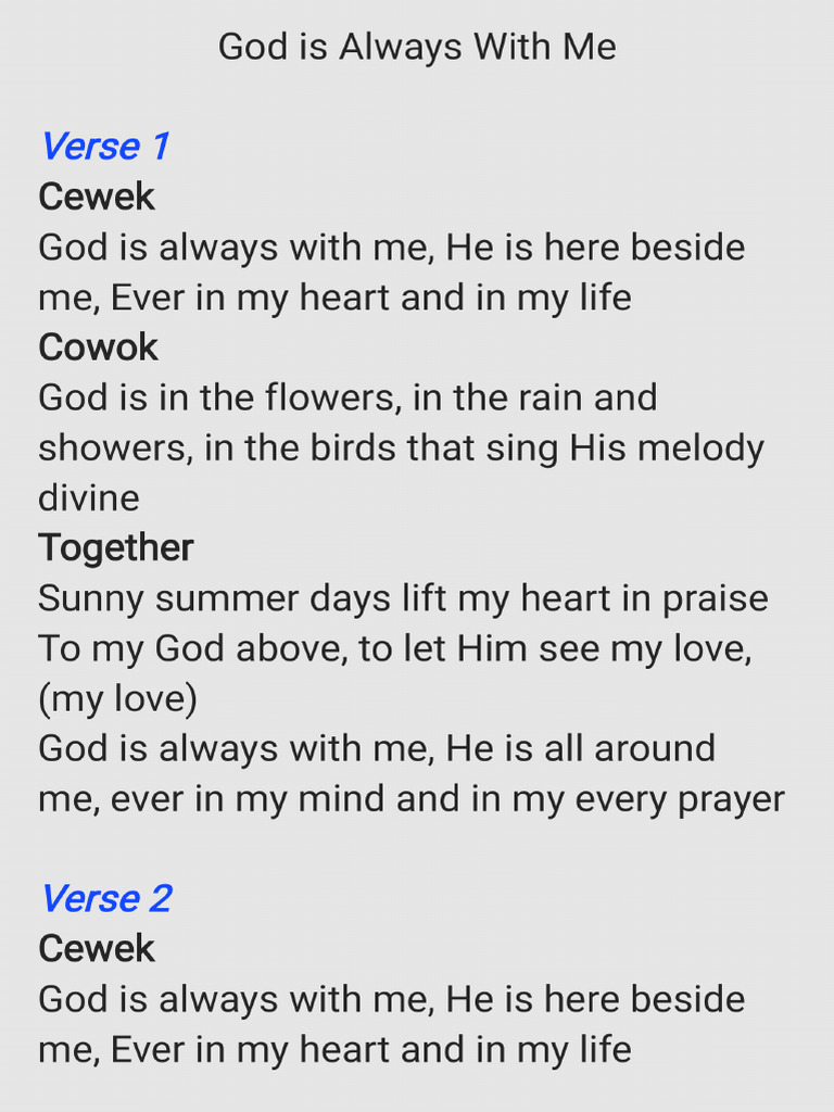God Is Always With Me Lyrics Full Song | PDF
