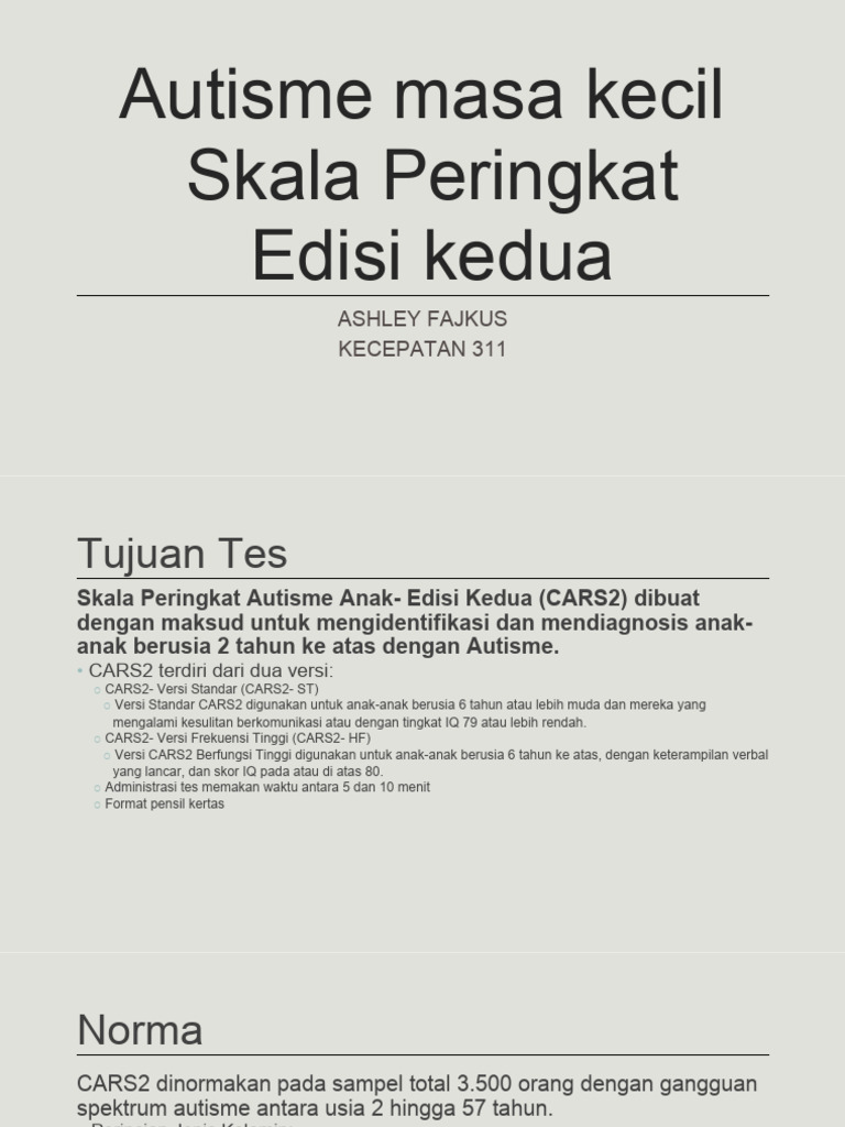 Skala Penilaian Autisme Masa Kanak-Kanak - Edisi Kedua Hal | PDF ...