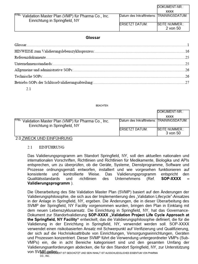 Master Validierungsplan PDF | PDF