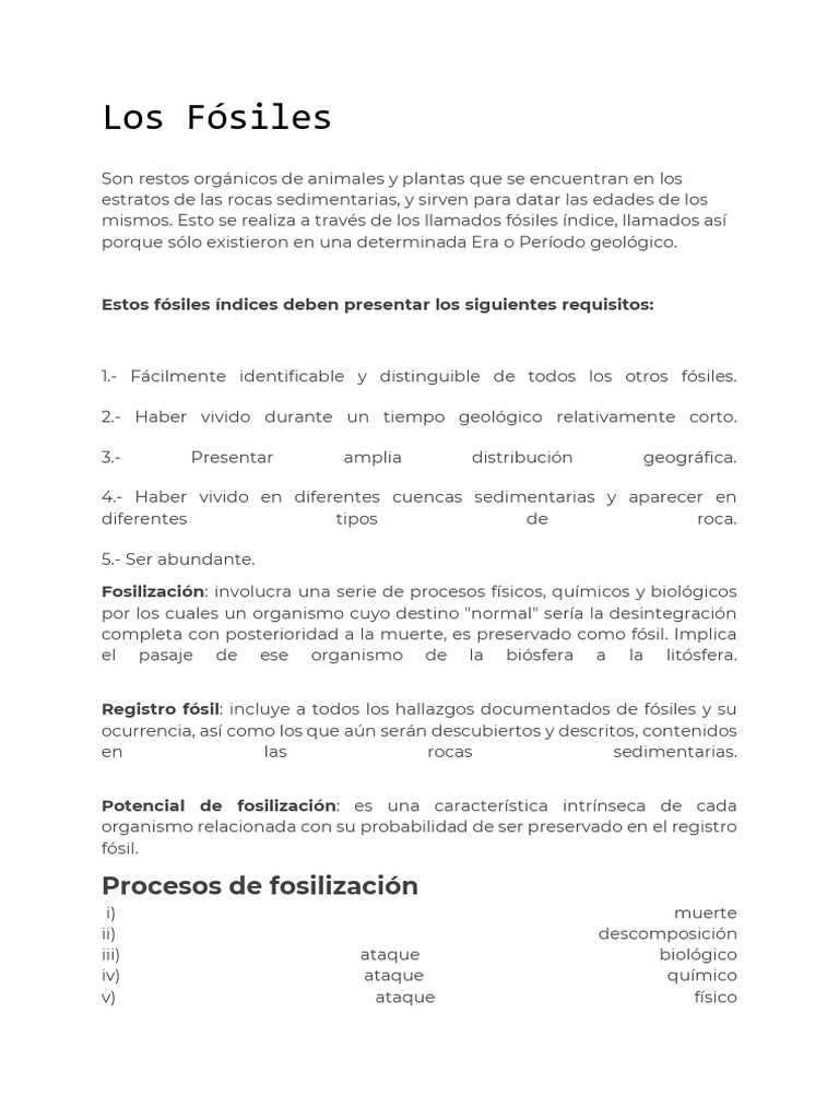 Importancia y Tipos de Fósiles | PDF | Fósil | Geología