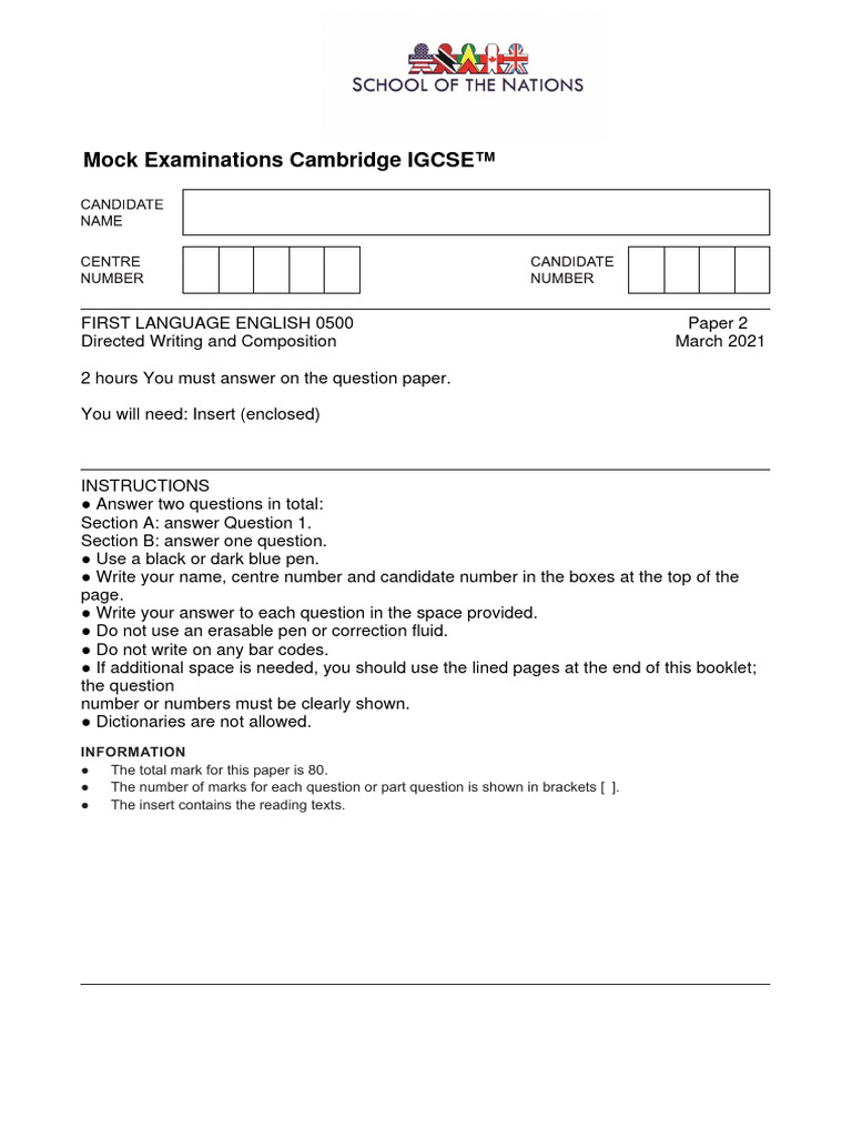 Form 5 Mock Exams Paper 2 | PDF | Human Communication