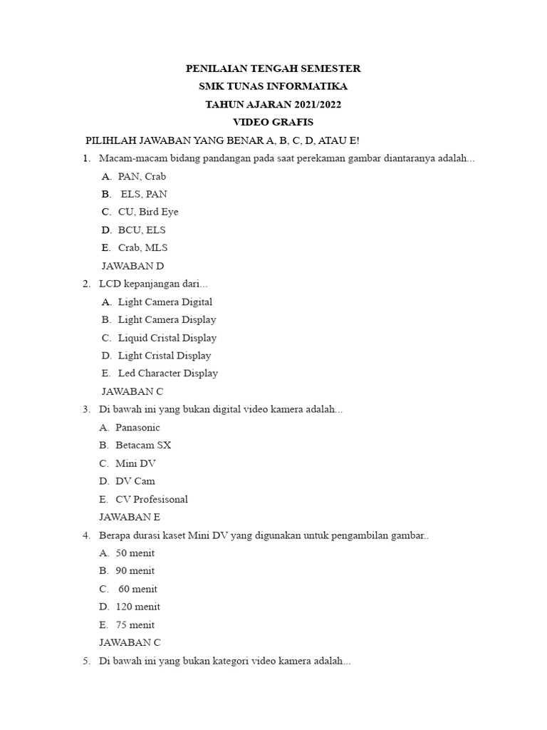 PTS2 Video Grafi Kelas 11 | PDF