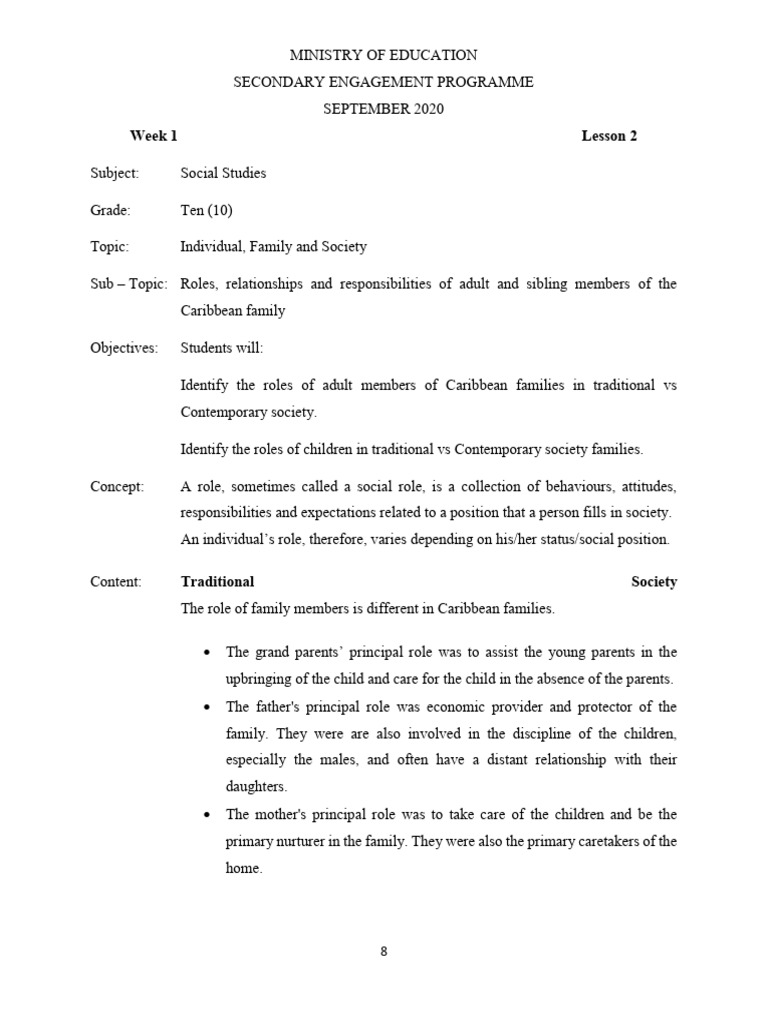 Grade 10 Social Studies Week 1 Lesson 2 | PDF | Family | Society