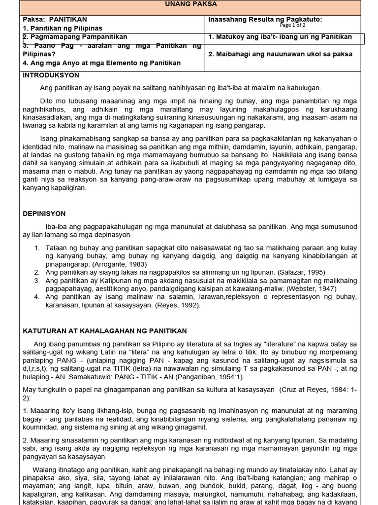 Filipino 4 Unang Paksa | PDF