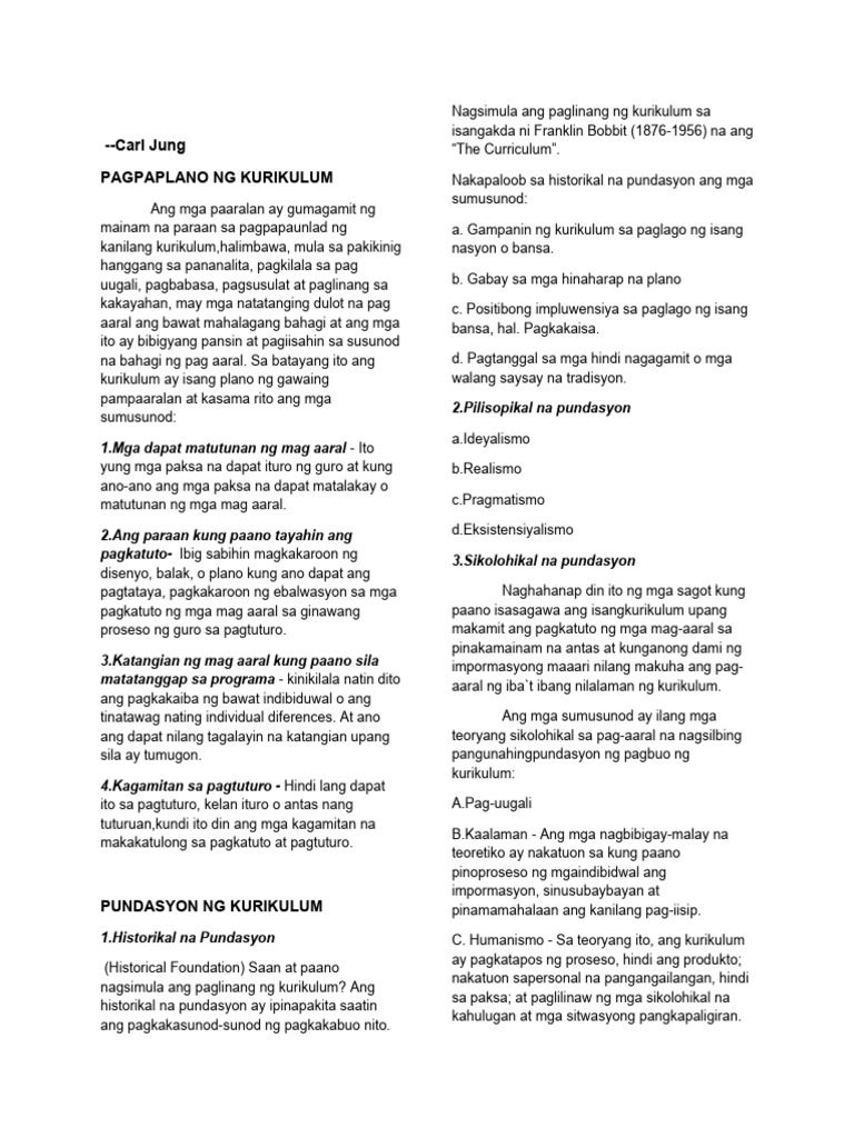 Pagpaplano NG Kurikulum | PDF