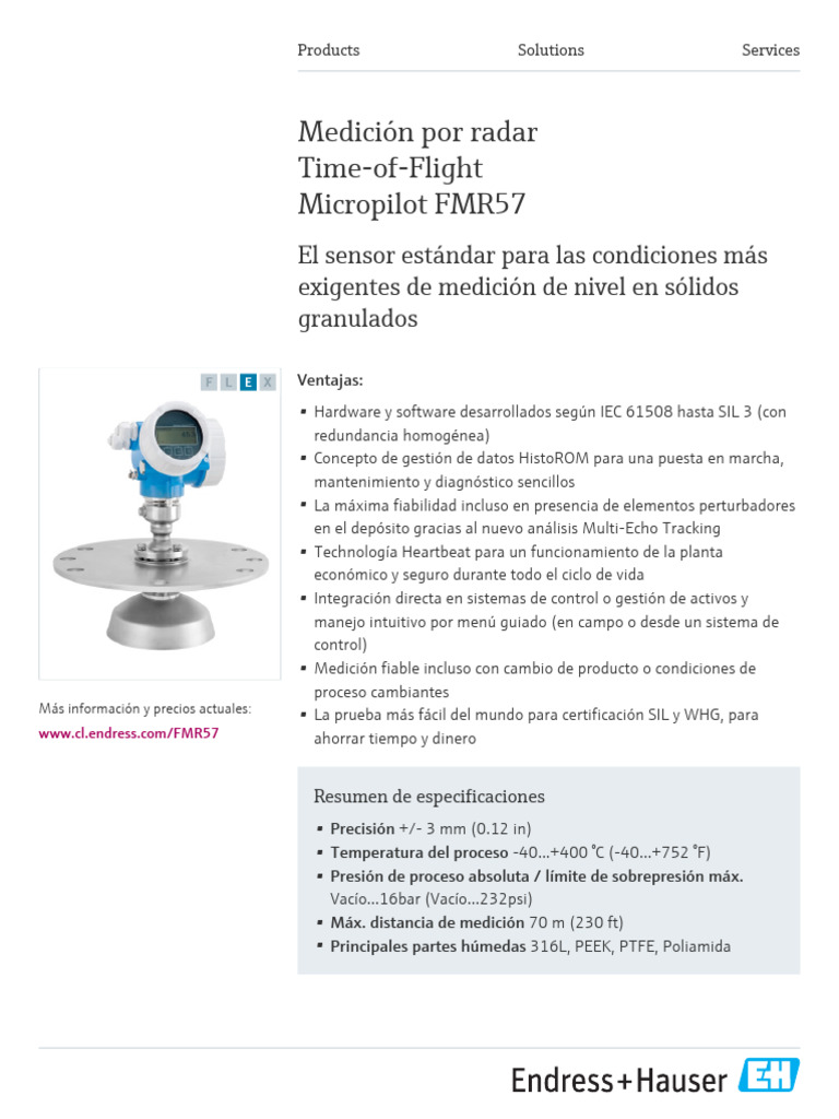 Endress-Hauser Micropilot FMR57 ES | PDF | Medición | Ingeniería ...