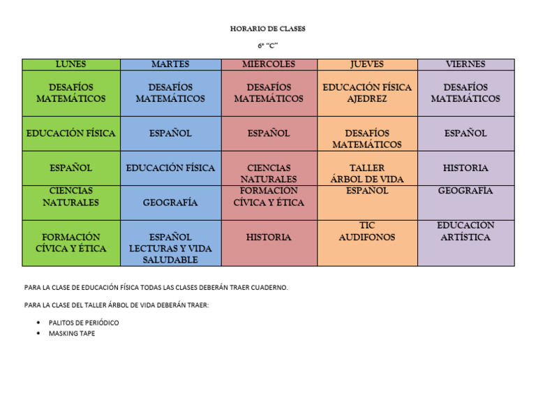 HORARIO DE CLASES | PDF