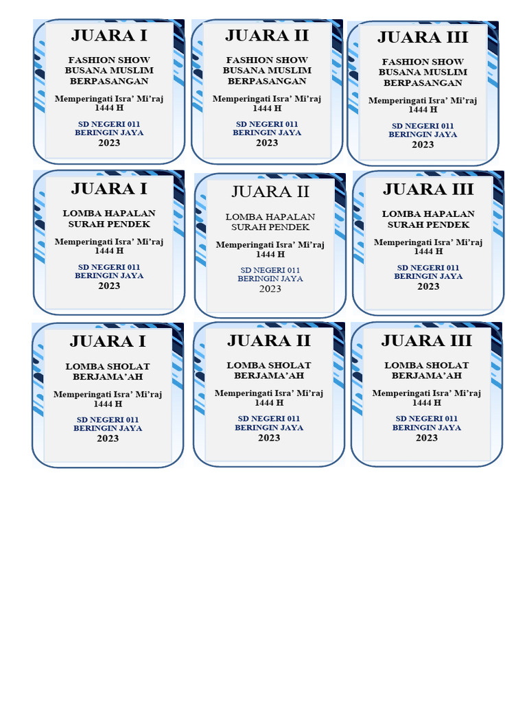 Label Piala Isra Miraj | PDF