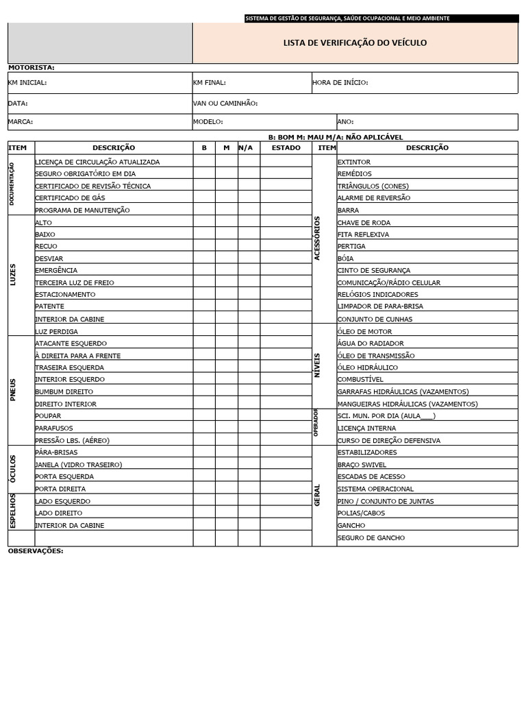 Check List de Caminhões e Vans | PDF | Transporte | Veículos