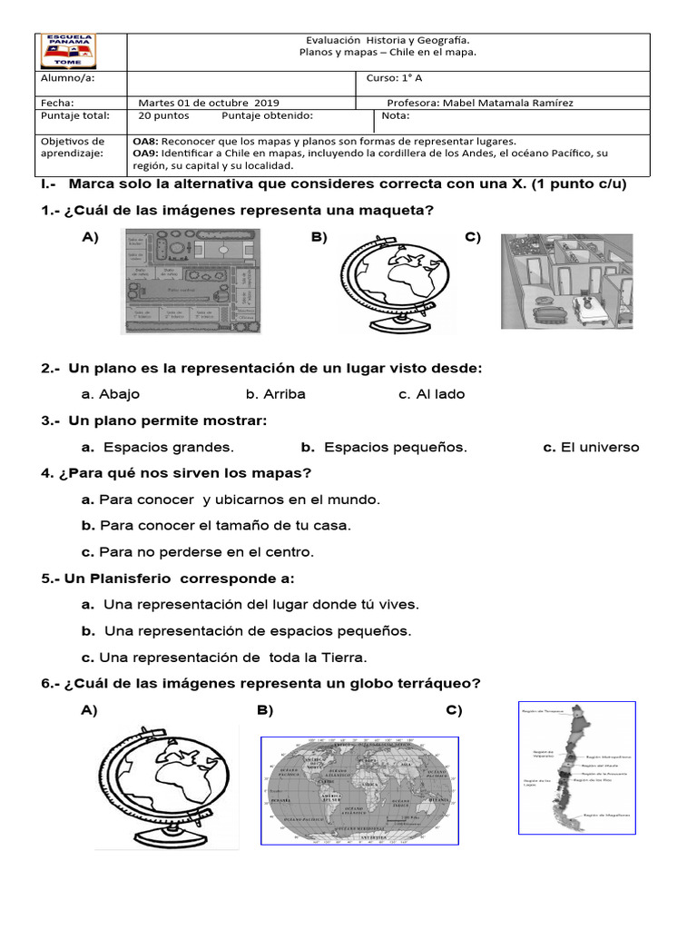 Prueba Planos y Mapas | PDF | Chile