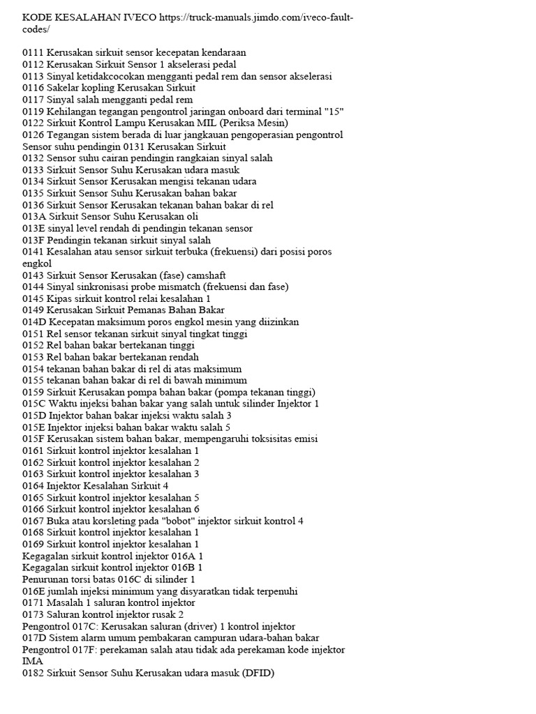 Kode Kesalahan Iveco | PDF