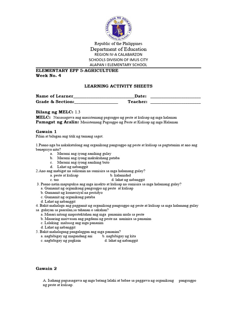 Week4 EPP5 LAS AGRI | PDF