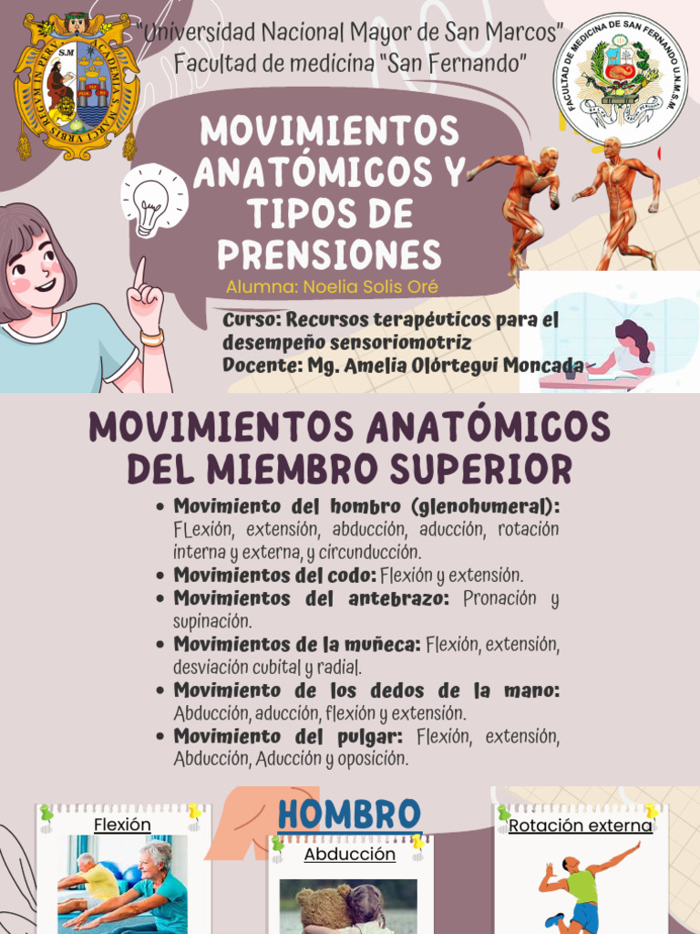 Movimientos Anatómicos y tipos de prensiones. | PDF