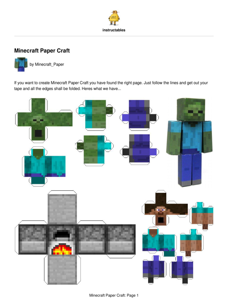 Minecraft Paper Craft | PDF | Home & Garden | Art