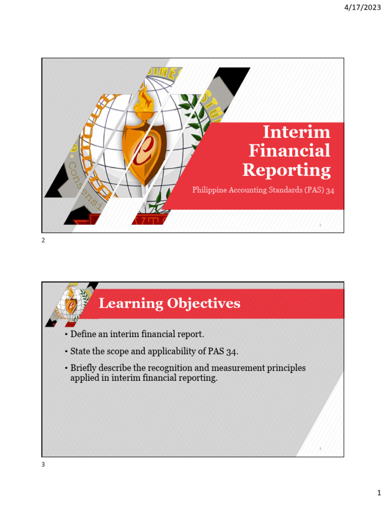 Interim Financial Reporting Under PAS 34 | PDF | Depreciation ...