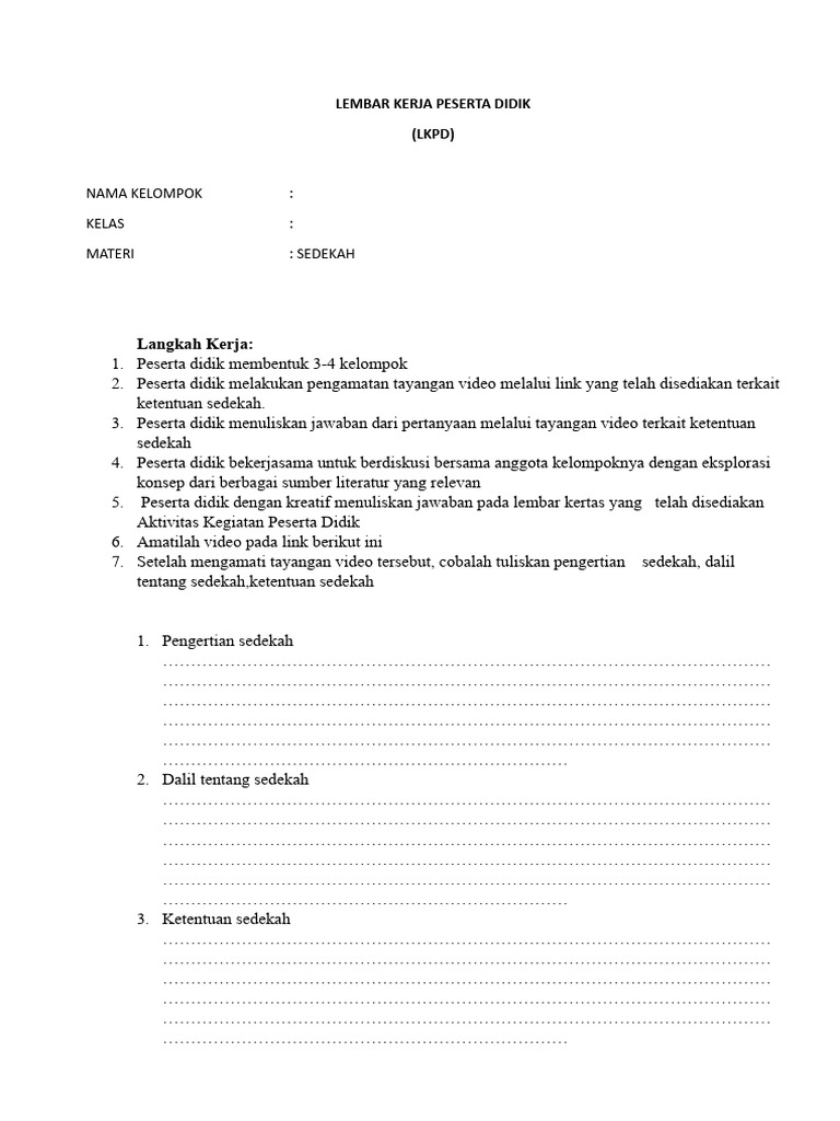 LKPD SEDEKAH FIKS | PDF