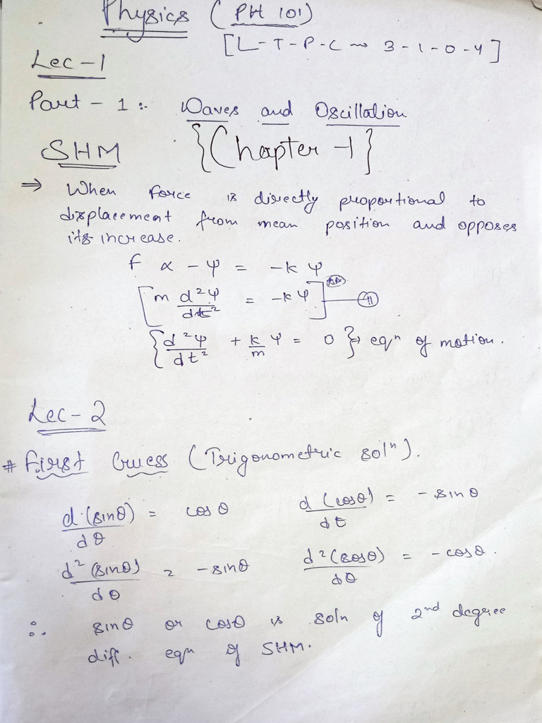 Waves and Oscillations, Notes | PDF