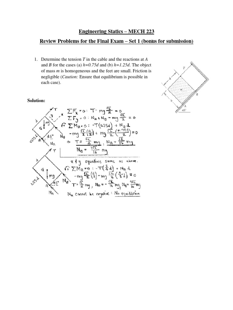 Review Problems For Final Set 1 Solutions - 0 | PDF | Teaching Methods & Materials