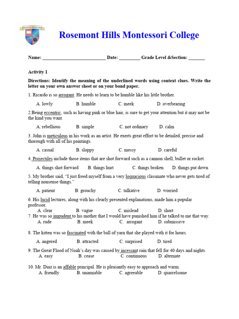 LP 1 Worksheet | PDF