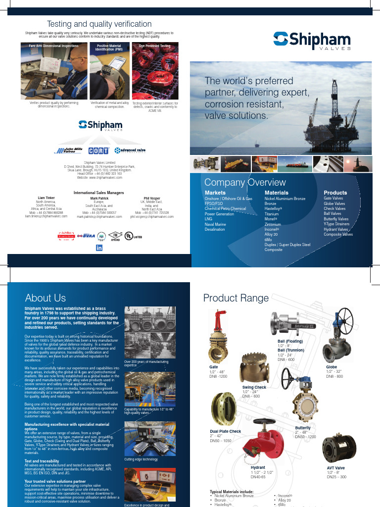 Shipham Valves Corporate Brochure | PDF | Valve | Alloy