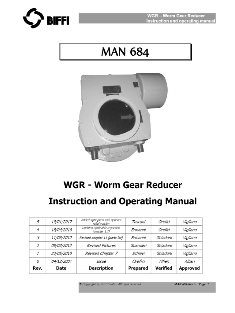 BIFFI WGR 1600, WGR 400 Instructions and Operating Manual - Manualzz | PDF