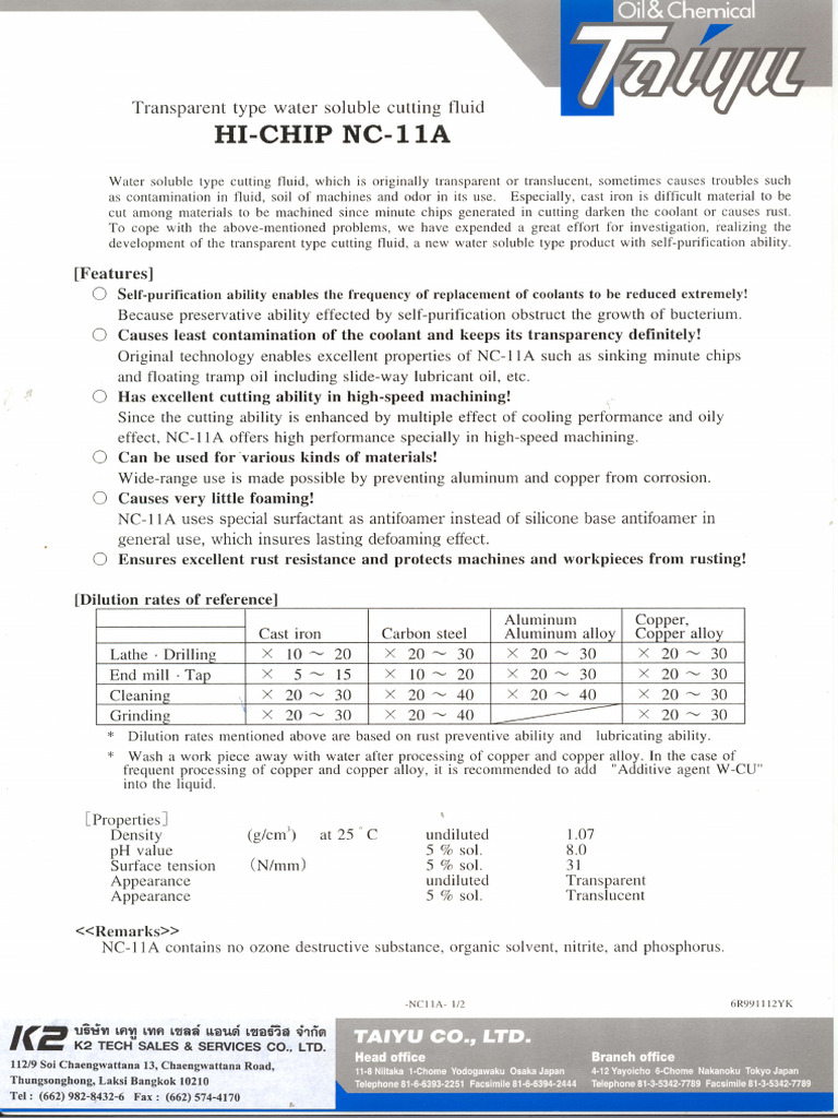 Cutting Fluid Safety and Usage Guidelines | PDF