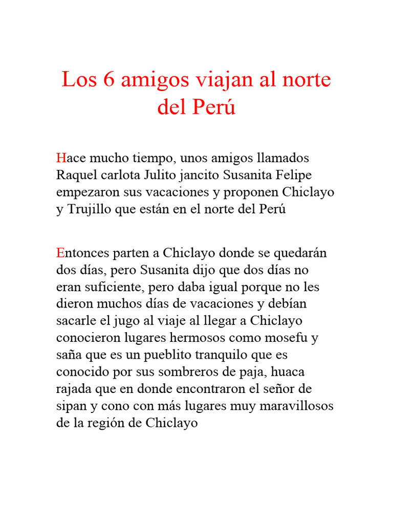 Los 6 Amigos Viajan Al Norte Del Perú | PDF