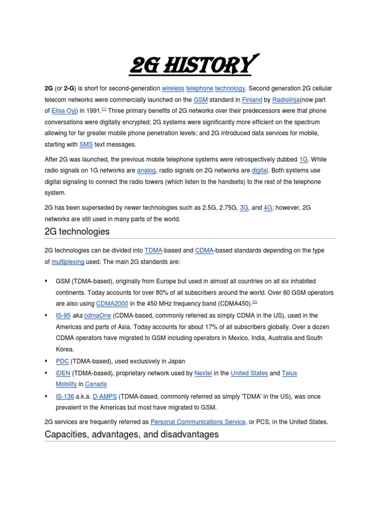 2g History | PDF | 3 G | 4 G